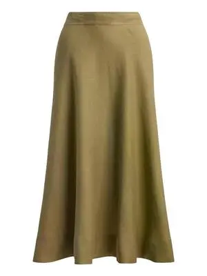 Ralph Lauren Linen A-line Midi Skirt - Green