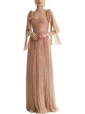 FRAMBOISE Tacoma Pleated Silk Maxi Dress - Pink