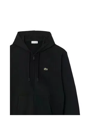 Lacoste Full Zip Hoodie With Logo - Black
