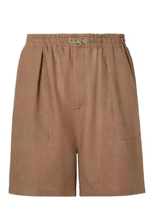 Fendi Linen Drawstring Waist Shorts - Brown