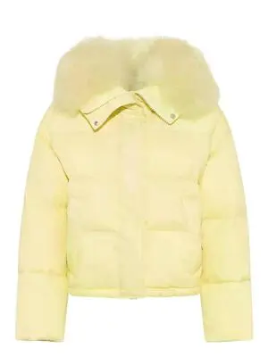 YVES SALOMON Shearling Trim Down Jacket - Yellow