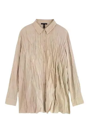 Eileen Fisher Plissé Silk Shirt - Neutrals