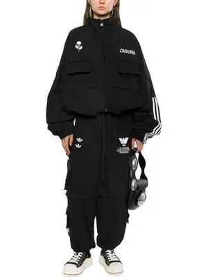 Adidas Zip-up Jacket With Drawstring Hem And Pocket Details - Black