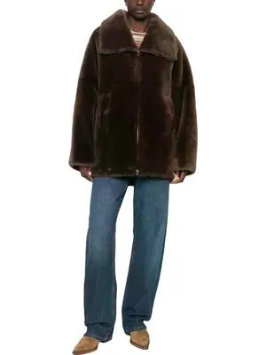 BLANCHA Zip-up Shearling Jacket - Brown