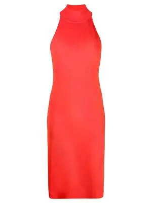 Givenchy Knitted Sleeveless High Neck Dress - Red