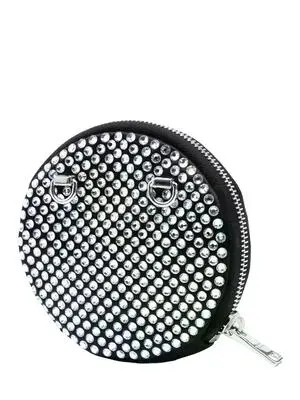 Prada Crystal Embellished Satin Round Crossbody Bag - Black