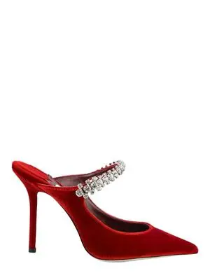 JIMMY CHOO Jimmy Choo Bing Crystal-Embellished Velvet Mules Red