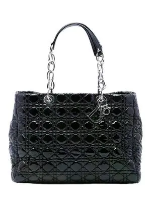 Dior 2012 Large Patent Cannage Lady Soft Shopping Tote Bag - Black