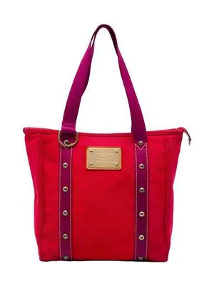 LOUIS VUITTON 2005 Antigua Cabas Mm Tote Bag - Red
