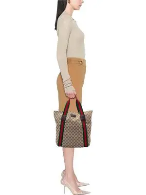 Gucci Gg Canvas Web Tote Bag - Neutrals