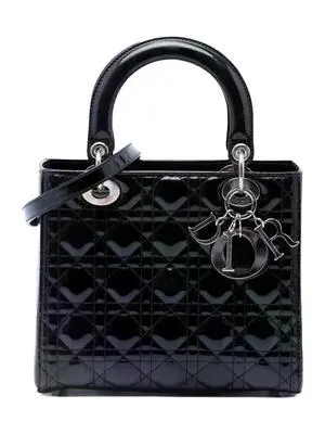 Dior Christian Dior Patent Cannage Lady Dior Satchel Black