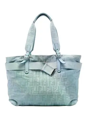 Fendi Zucca Nylon Zip Code Tote Bag - Blue