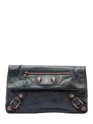 Balenciaga Lambskin Leather Envelope Clutch Bag - Blue