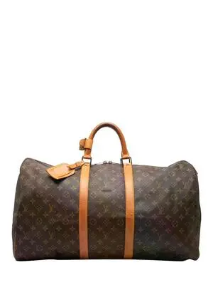LOUIS VUITTON Monogram Keepall 55 Travel Bag - Brown