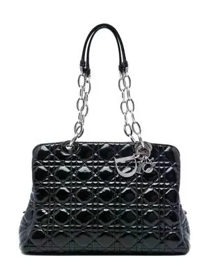 Dior 2014 Medium Patent Cannage Lady Soft Shopping Tote Bag - Black
