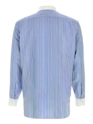 TOM FORD Striped Embroidered Silk Shirt - Blue
