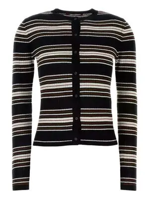 Max Mara Striped Ribbed-knit Silk Cardigan - Black