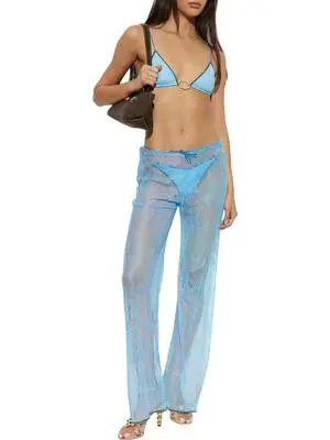 Oseree Lace-patterned Drawstring Trousers - Blue