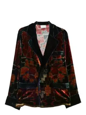 PIERRE-LOUIS MASCIA Geometric Print Velvet Jacket - Red