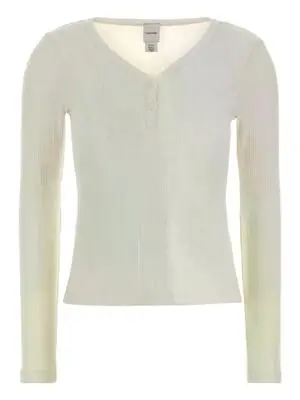 Calvin Klein Ribbed Knit Long Sleeve T-shirt - Neutrals