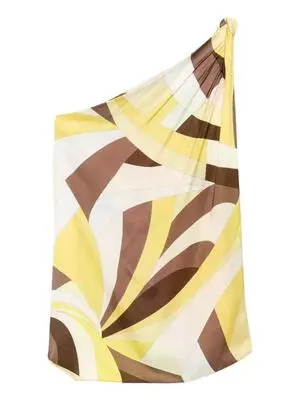 Faithfull The Brand Kortez Geometric Print One-shoulder Top - Yellow