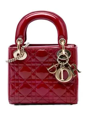 Dior Patent Cannage Lady Satchel - Red