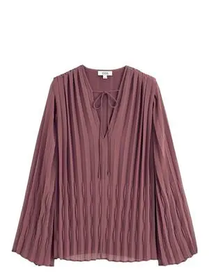 Cos Tie-front Pleated Georgette Blouse - Brown
