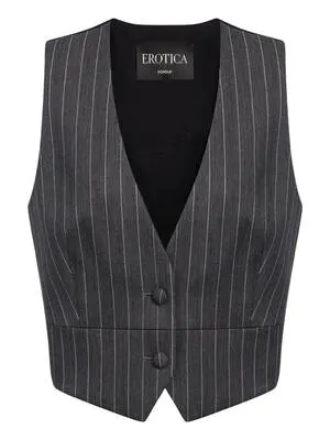 DONDUP Pinstripe V-neck Vest - Grey