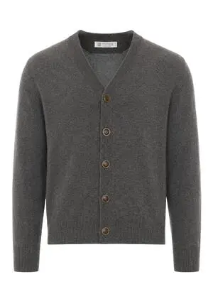 Brunello Cucinelli Brunello Cucinelli Buttoned V-Neck Cardigan Grey