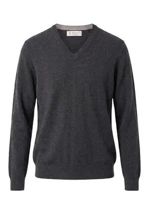Brunello Cucinelli Cashmere V-neck Sweater - Black