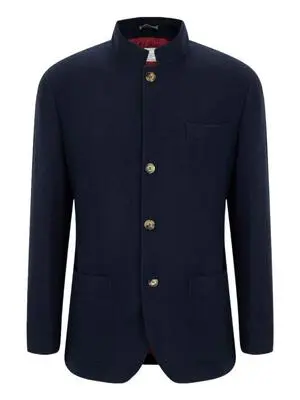 Brunello Cucinelli Long Sleeve Casual Jacket - Navy Blue  Ruby Red