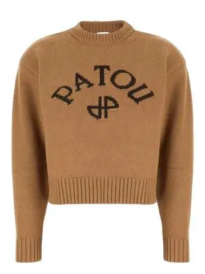 PATOU Wool Blend Crew Neck Long-sleeved Sweater - Brown