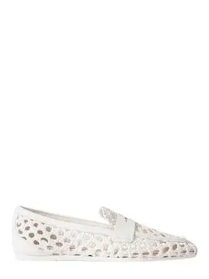 STUART WEITZMAN Woven Leather Loafers - White