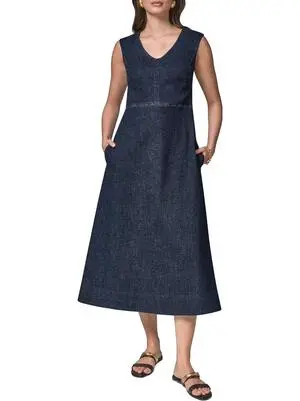 Donna Karan New York Sleeveless V-neck Denim Maxi Dress - Seneca