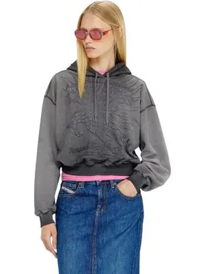 DIESEL® Dévoré Print Hooded Sweatshirt - Grey