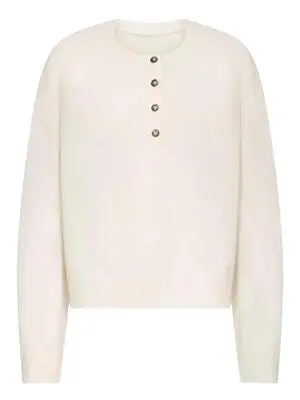 Loulou De Saison Oversized Cashmere Henley Sweater - Neutrals