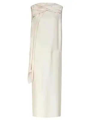 Loulou De Saison Izia Draped Silk-twill Dress - Neutrals