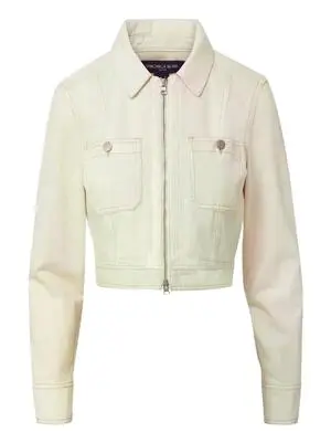 Veronica Beard Patty Zip-up Cropped Cotton Jacket - Neutrals