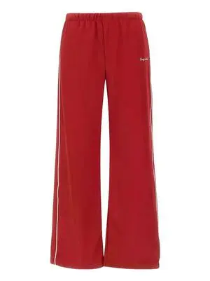 SPORTY & RICH Logo Embroidered Trimmed Track Pants - Red