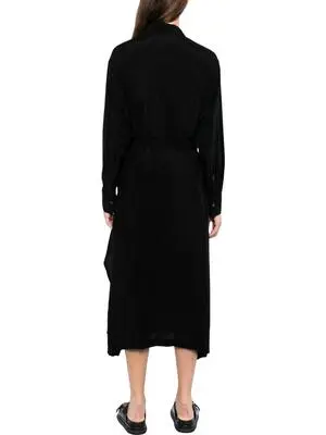 Yohji Yamamoto Belted Draped Shirt Dress - Black