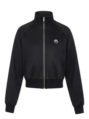 MARINE SERRE Organic Cotton Moon Logo Zip-up Sweatshirt - Black