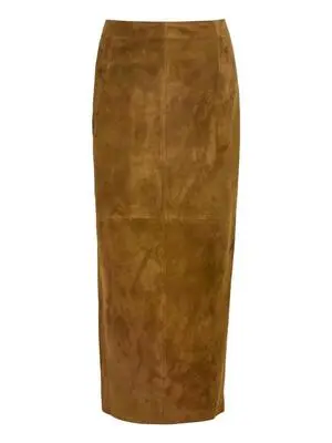 Nour Hammour Suede Midi Skirt - Brown