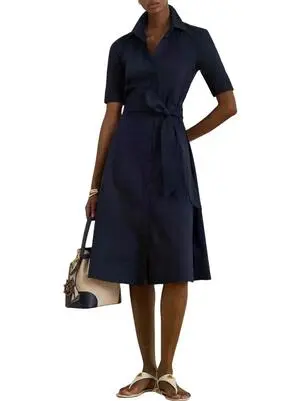 Ralph Lauren Belted Cotton-blend Midi Shirt Dress - Blue