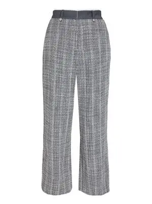 Maje Embellished Tweed Wide-leg Trousers - Gray