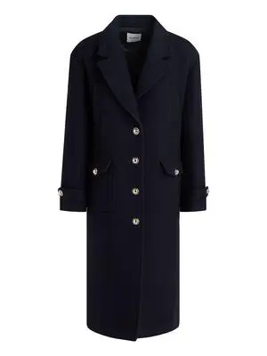 Sandro Felt Coat With Flap Pockets - Navy