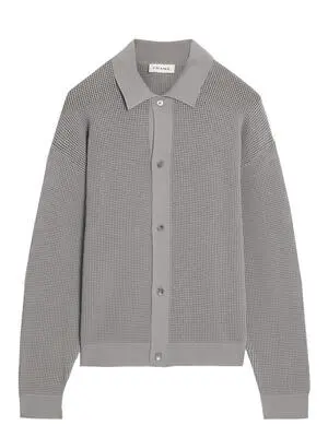 FRAME Open-knit Cardigan With Collared Neck - Gray