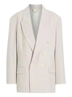 Victoria Beckham Double-breasted Twill Blazer - Stone