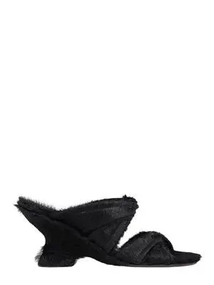 Dries Van Noten Twisted Calf Hair Mules - Black