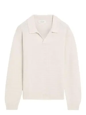 FRAME Textured-knit Wool And Silk-blend Polo Sweater - Ecru