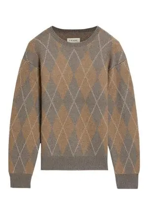 FRAME Argyle Jacquard Knit Sweater - Gray